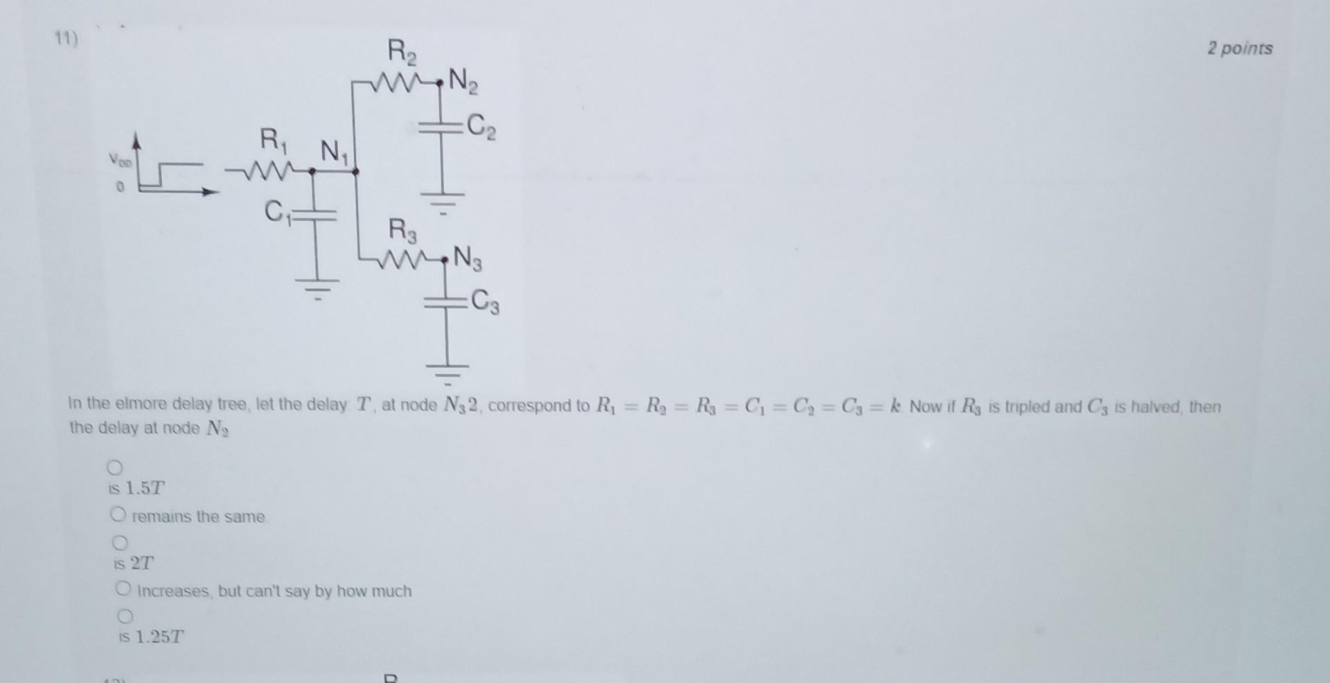 Solved In The Elmore Delay Tree Let The Delay T At Node 2115
