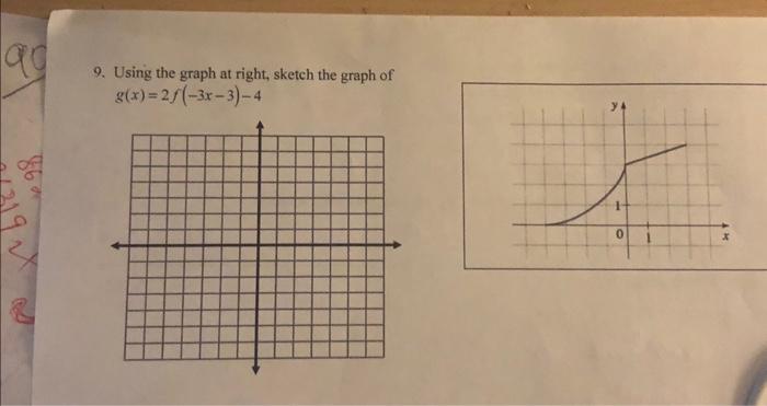 Solved 90 9. Using the graph at right, sketch the graph of | Chegg.com