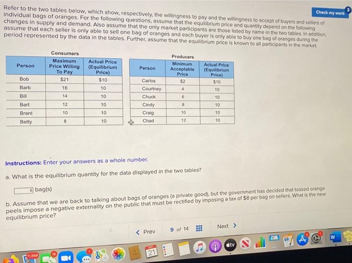 Solved Check my work Refer to the two tables below, which | Chegg.com
