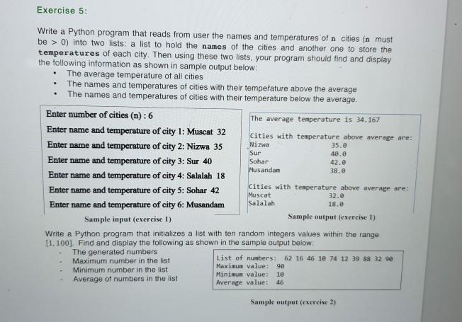 Solved Exercise 5: Write a Python program that reads from | Chegg.com