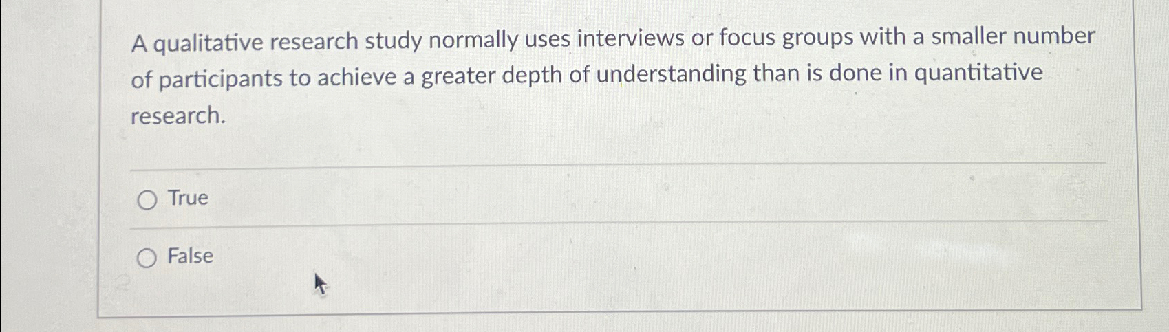 Solved A qualitative research study normally uses interviews | Chegg.com