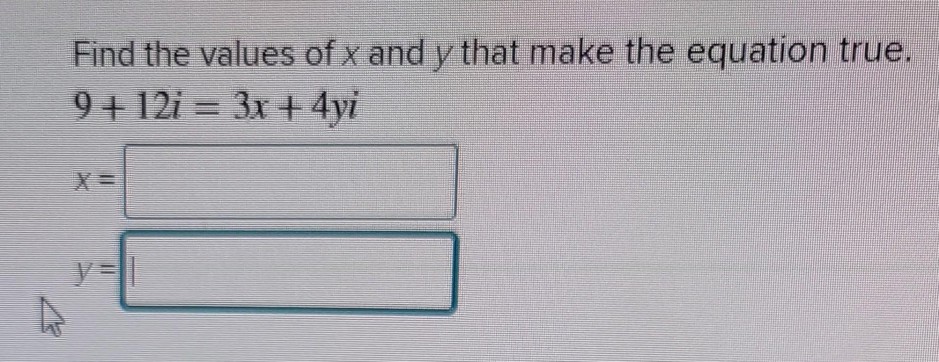 Solved Find the values of x and y that make the equation | Chegg.com