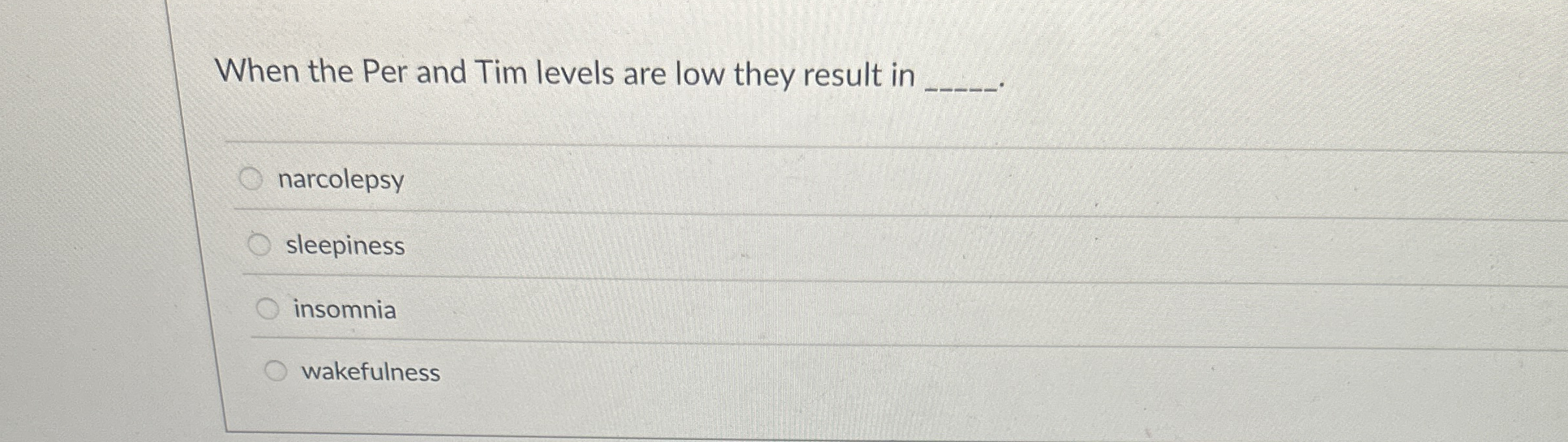 Solved When the Per and Tim levels are low they result | Chegg.com