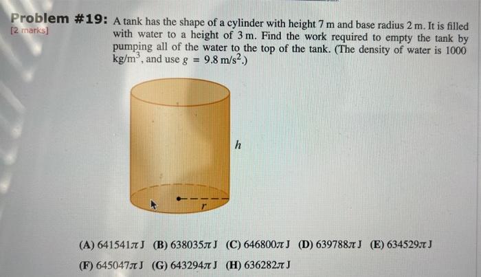 Solved Problem #19: A tank has the shape of a cylinder with | Chegg.com
