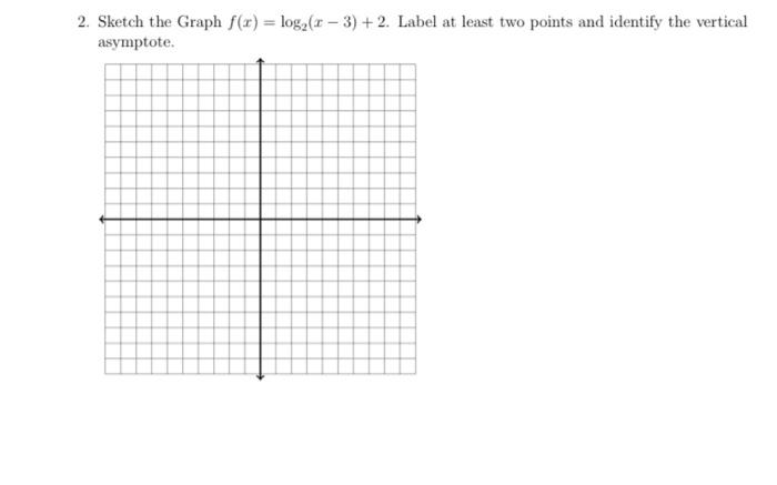 Solved 2. Sketch the Graph f(x) = log2 (x - 3) +2. Label at | Chegg.com