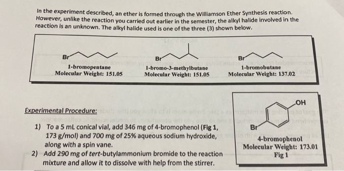 Solved In the experiment described, an ether is formed | Chegg.com