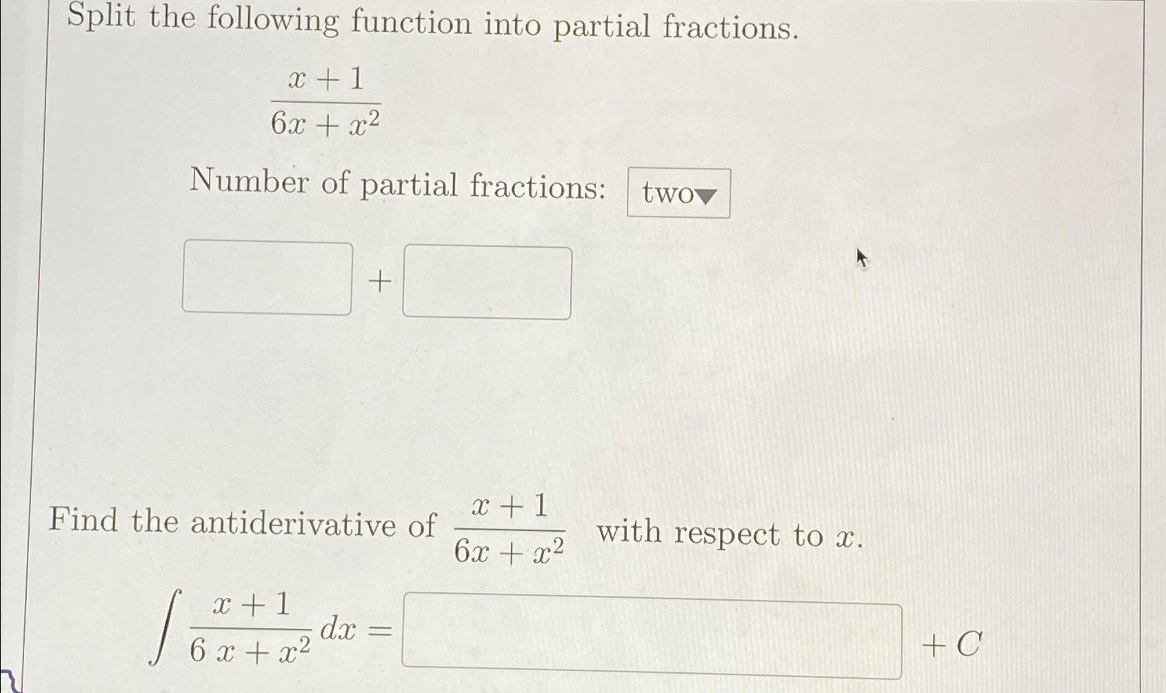Solved Split the following function into partial | Chegg.com