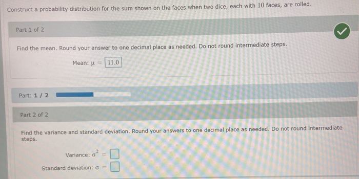 Solved Construct a probability distribution for the sum | Chegg.com