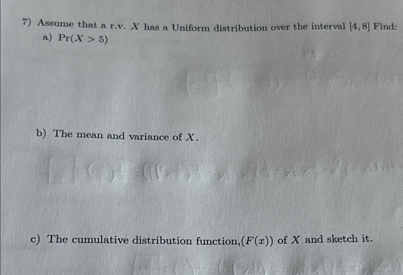 Assume that a r.v. x ﻿has a Uniform distribution over | Chegg.com