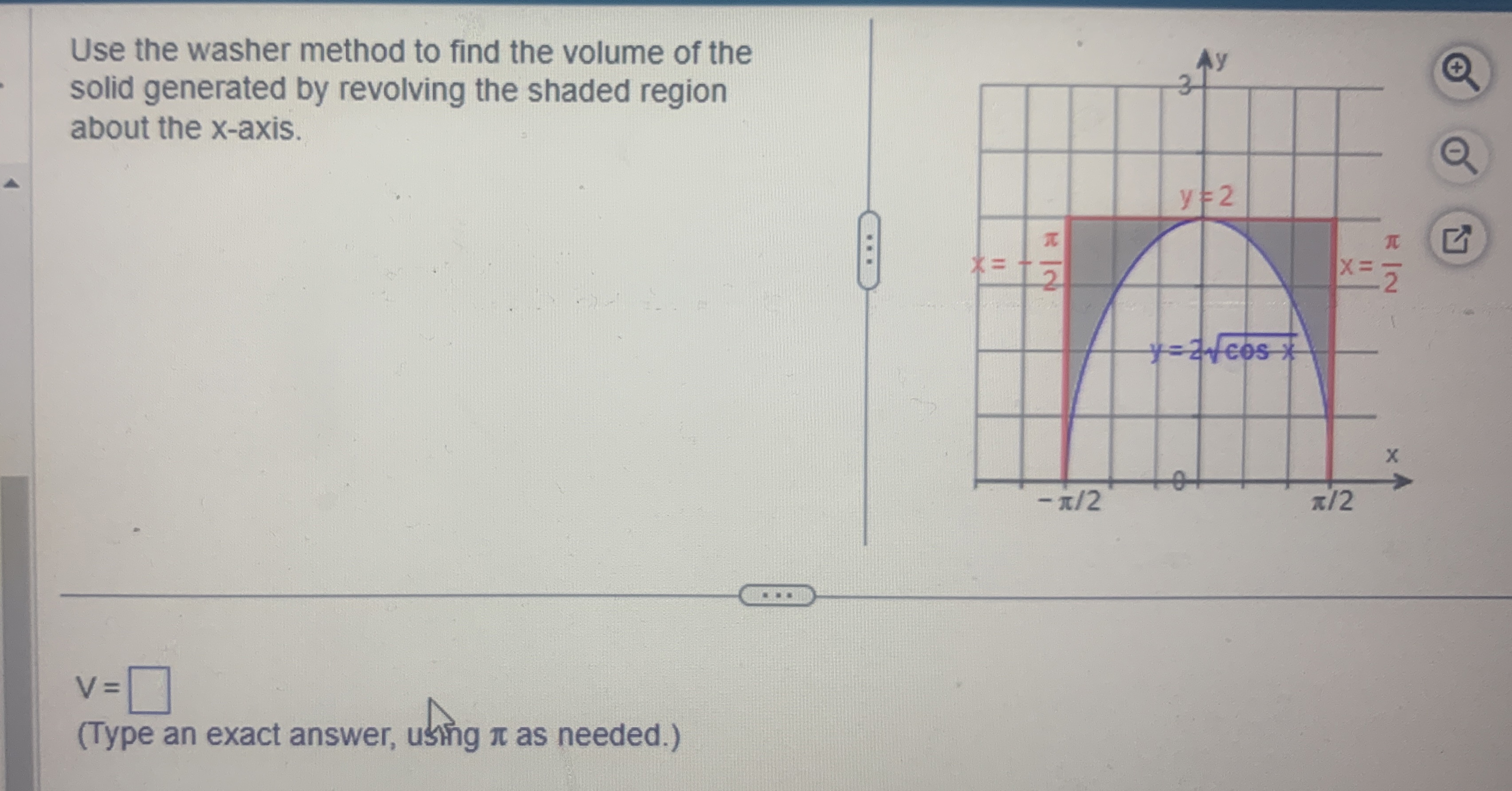 Solved Use the washer method to find the volume of thesolid | Chegg.com