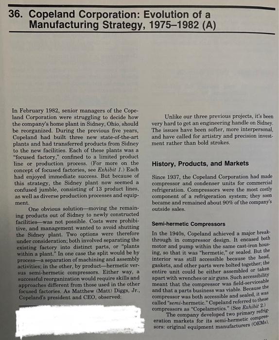 Solved 36. Copeland Corporation: Evolution of a | Chegg.com