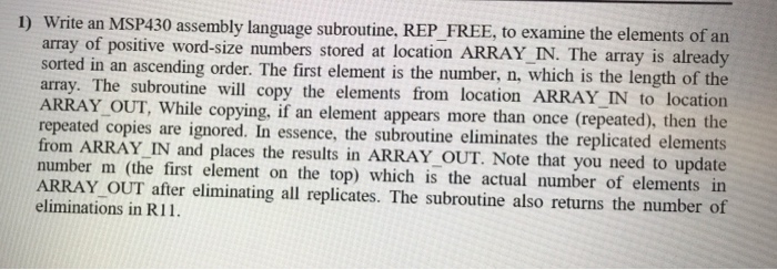 Solved 1 Write An Msp430 Assembly Language Subroutine Rep 2410