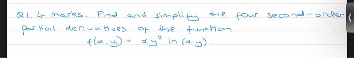 Solved four second-order Q1.4 marks. Find and simplify | Chegg.com