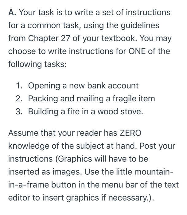 Solved A. Your task is to write a set of instructions for a | Chegg.com