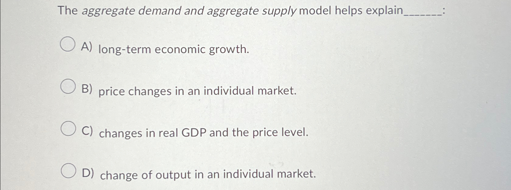 Solved The aggregate demand and aggregate supply model helps | Chegg.com