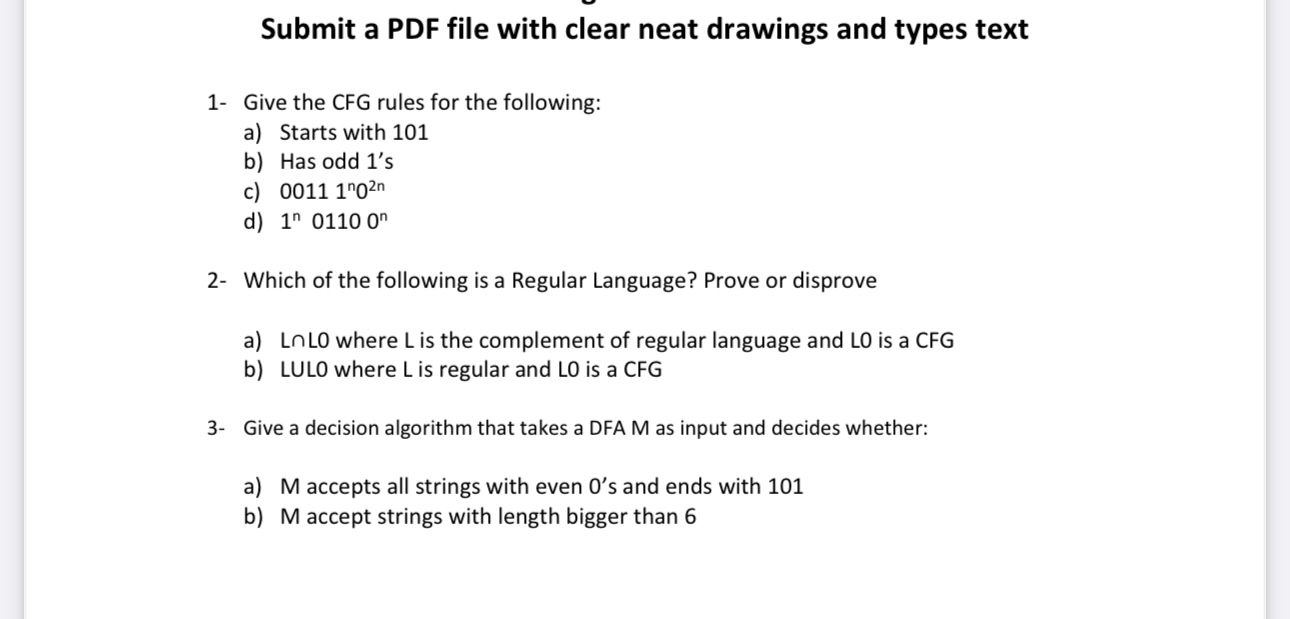 Solved Submit a PDF file with clear neat drawings and types | Chegg.com