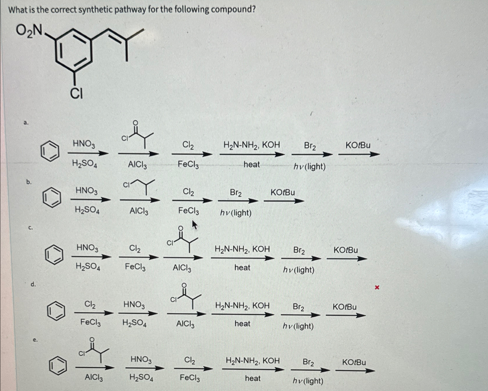 Solved What is the correct synthetic pathway for the | Chegg.com