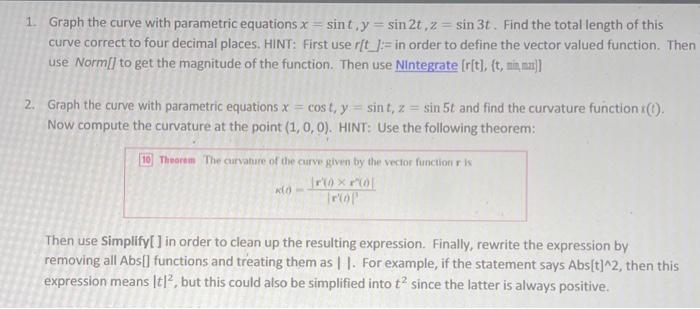 Solved 1 Graph The Curve With Parametric Equations