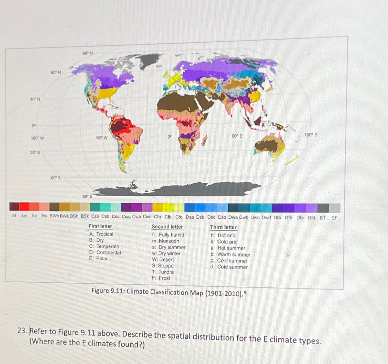 Solved Figure 9.11: Climate Classification Map | Chegg.com