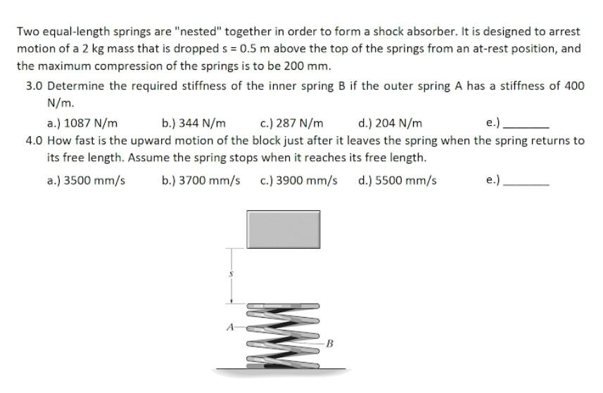 Solved Two equal-length springs are "nested" together in | Chegg.com