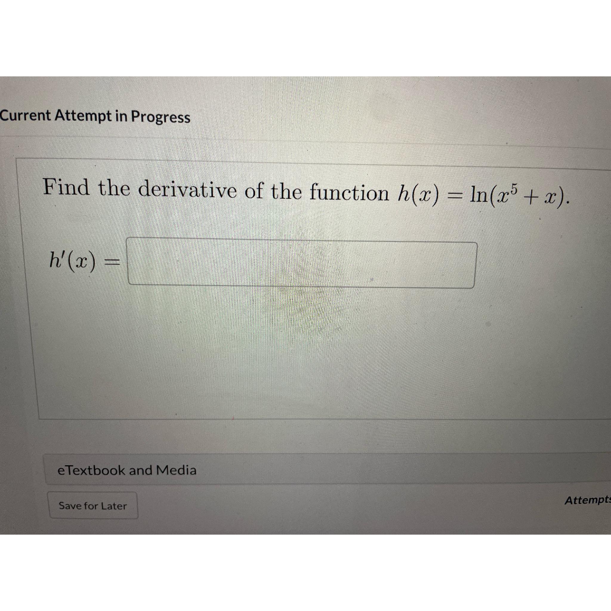 Solved Current Attempt in ProgressFind the derivative of the | Chegg.com