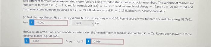 Solved I Wo ditferent formulas of an oxygenated motor fuel | Chegg.com