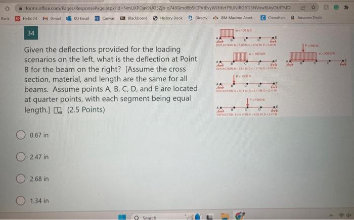 Solved Given the deflections provided for the loading | Chegg.com
