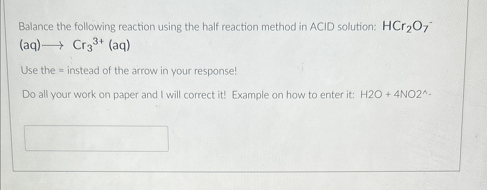 Solved Balance the following reaction using the half | Chegg.com