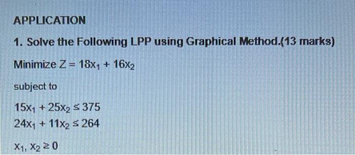 Solved 1. Solve the Following LPP using Graphical Method.(13 | Chegg.com
