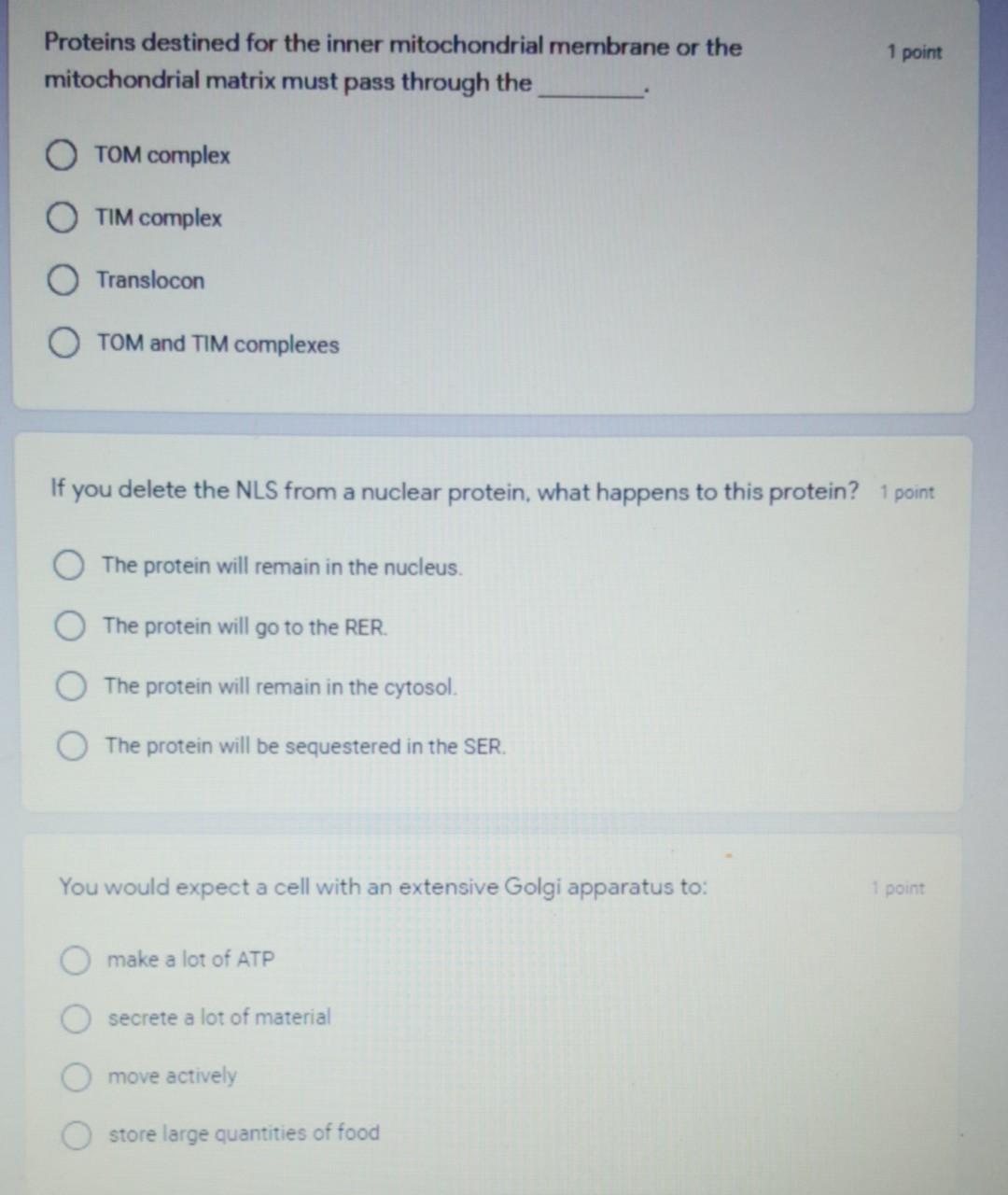 Solved Proteins destined for the inner mitochondrial | Chegg.com