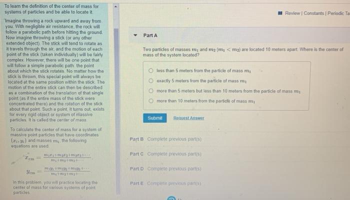 Solved Review Constants Periodic Ta Part A Two particles of | Chegg.com