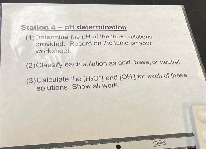 Station 4−pH determination (1) Determine the pH of | Chegg.com