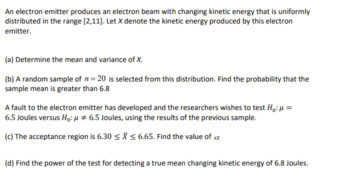 Solved An electron emitter produces an electron beam with | Chegg.com