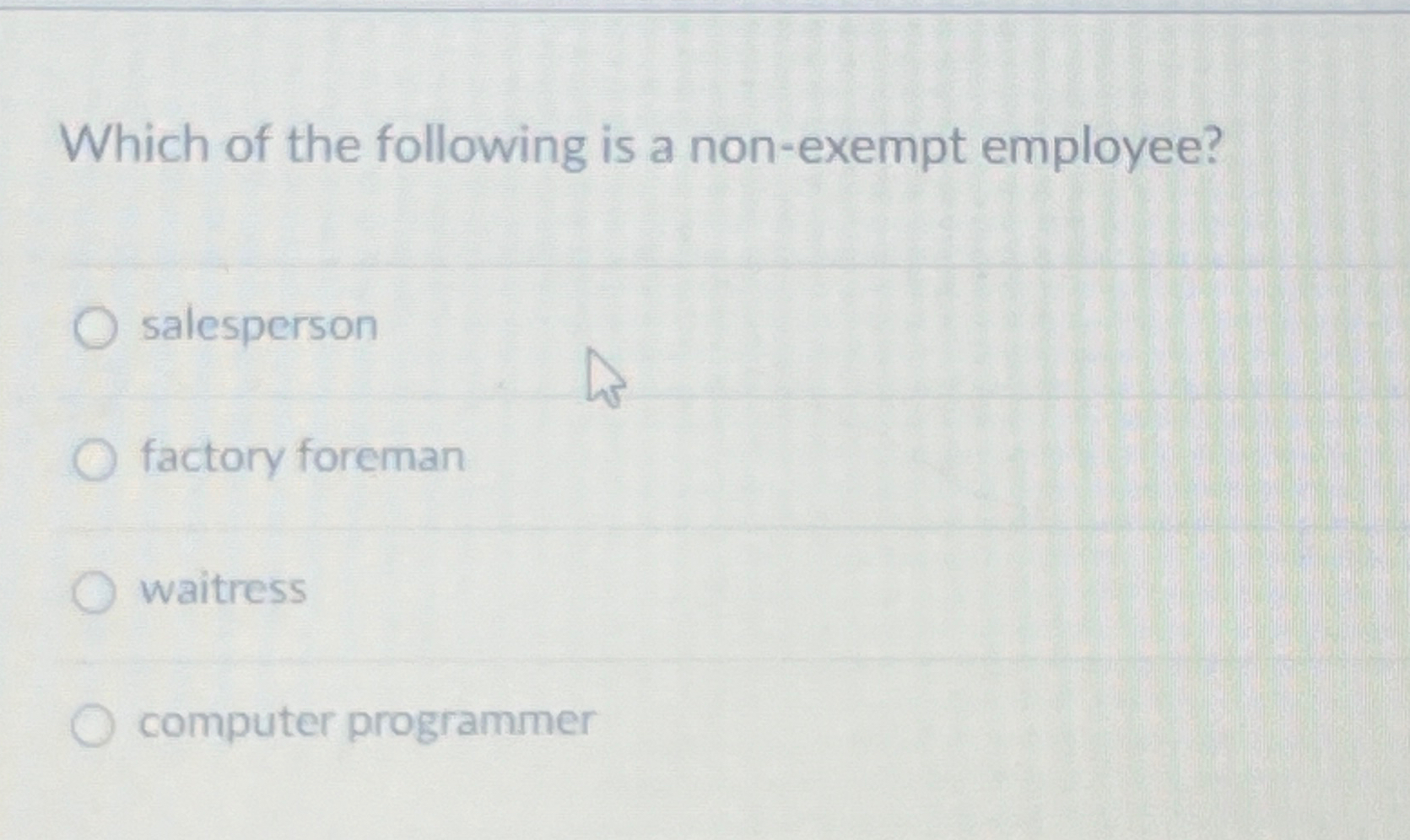 Solved Which of the following is a non-exempt | Chegg.com