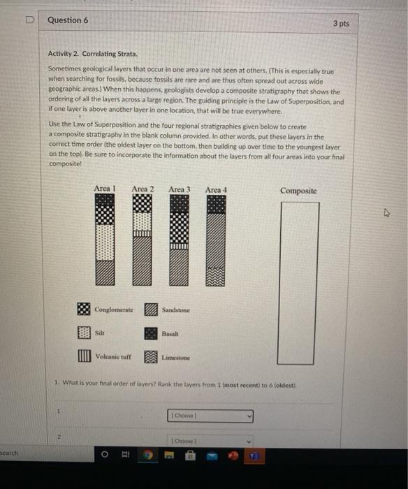 Solved Question 6 3 pts Activity 2. Correlating Strata. | Chegg.com