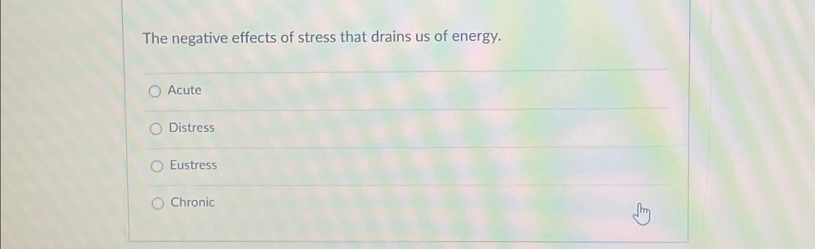 Solved The negative effects of stress that drains us of | Chegg.com