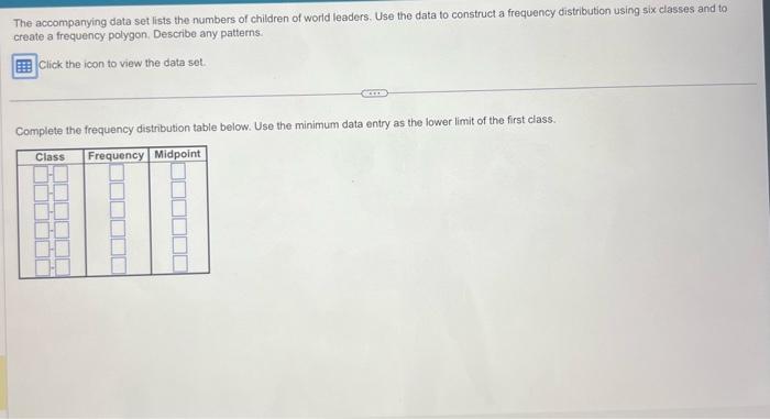 Solved Data SetThe accompanying data set lists the numbers | Chegg.com