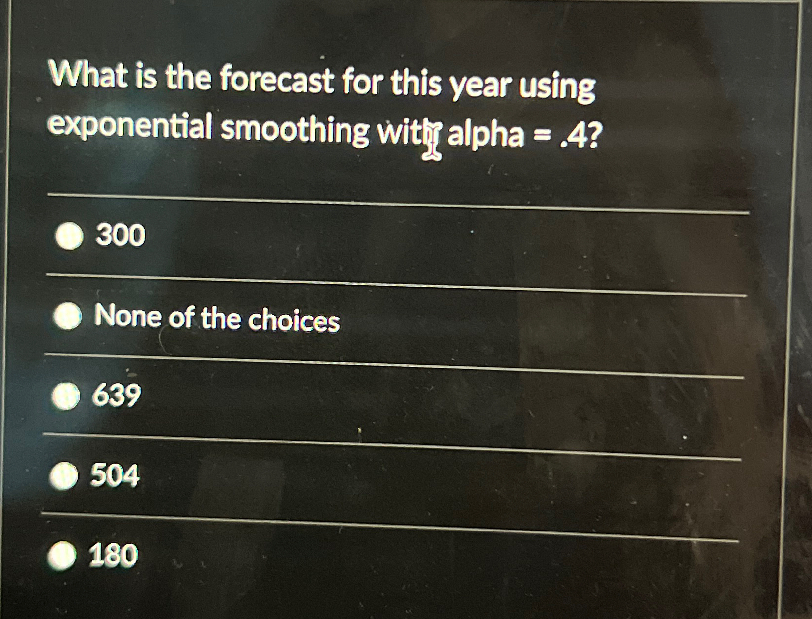 Solved What is the forecast for this year using exponential | Chegg.com