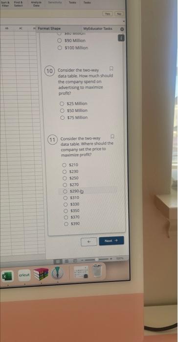B 2 Create A Twoway Data Table For Profit At