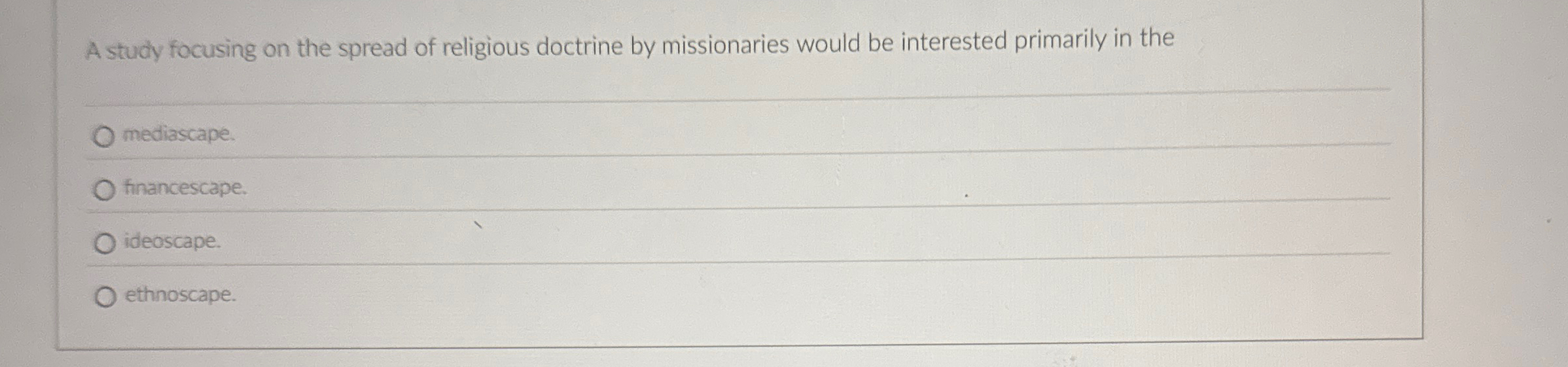 Solved A study focusing on the spread of religious doctrine | Chegg.com