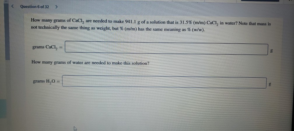Solved How many grams of CaCl, are | Chegg.com