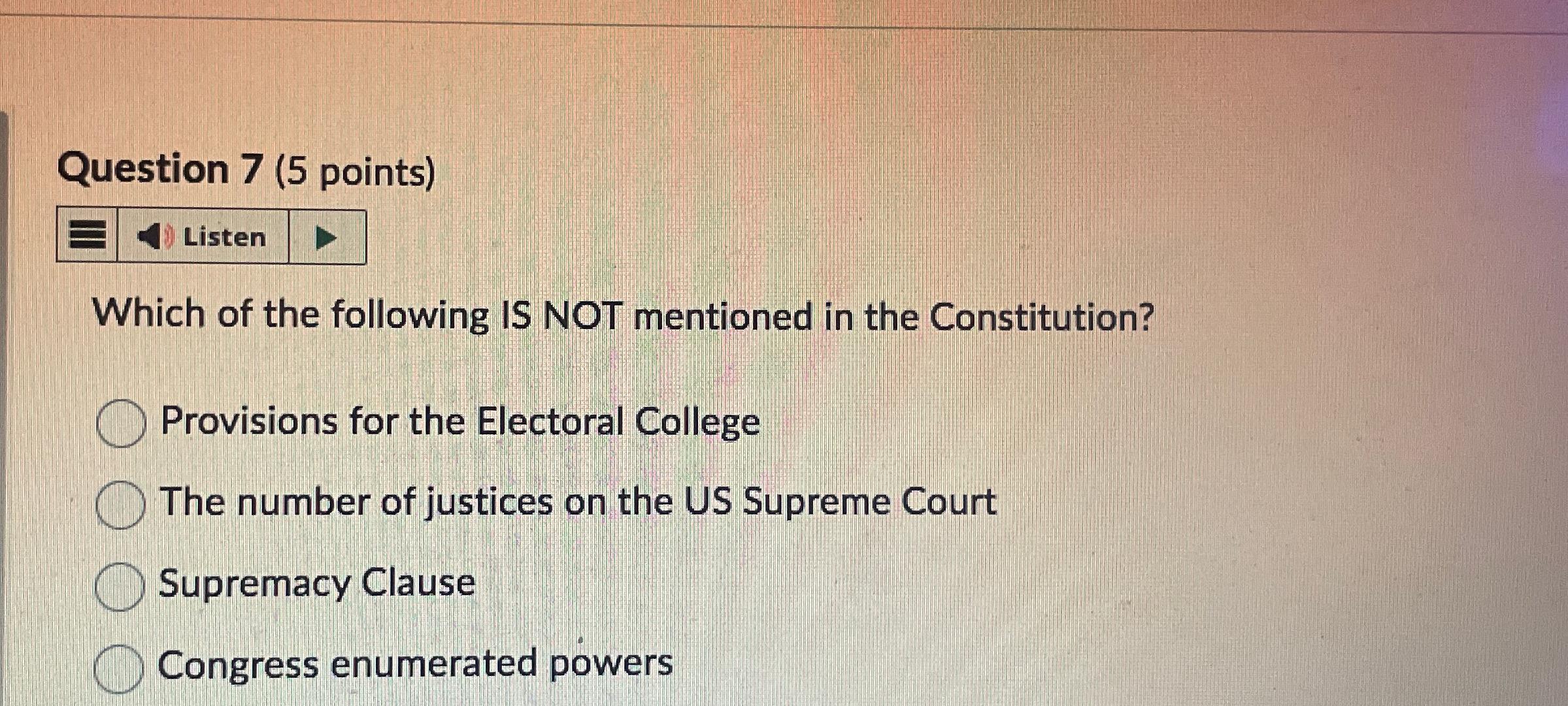 Solved Question 7 (5 ﻿points)ListenWhich of the following IS | Chegg.com