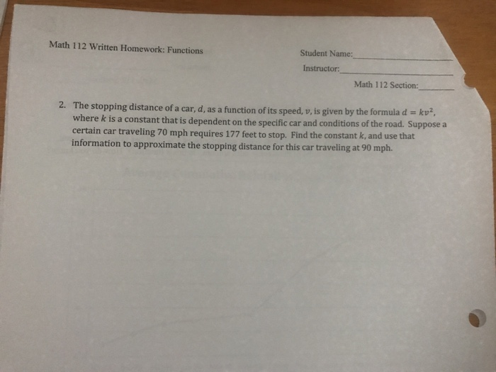 Solved Math 112 Written Homework: Functions Student Name: | Chegg.com