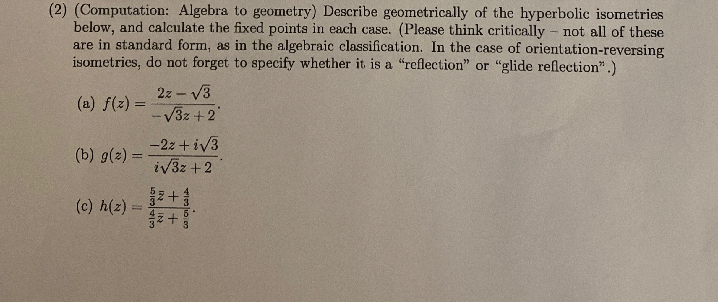 Solved (2) (Computation: Algebra to geometry) ﻿Describe | Chegg.com