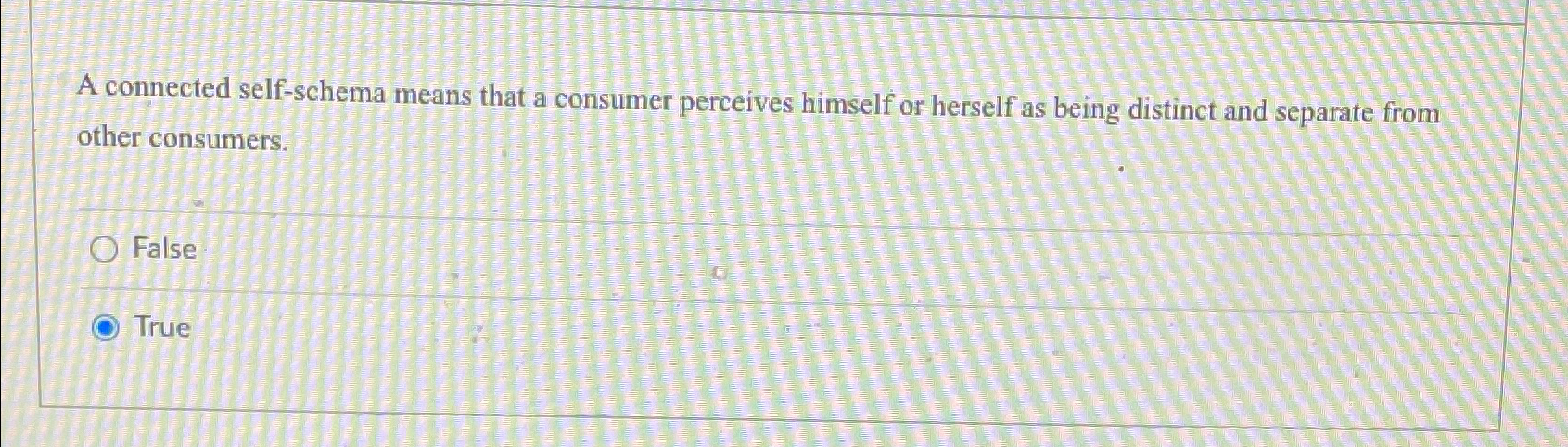 Solved A connected self-schema means that a consumer | Chegg.com