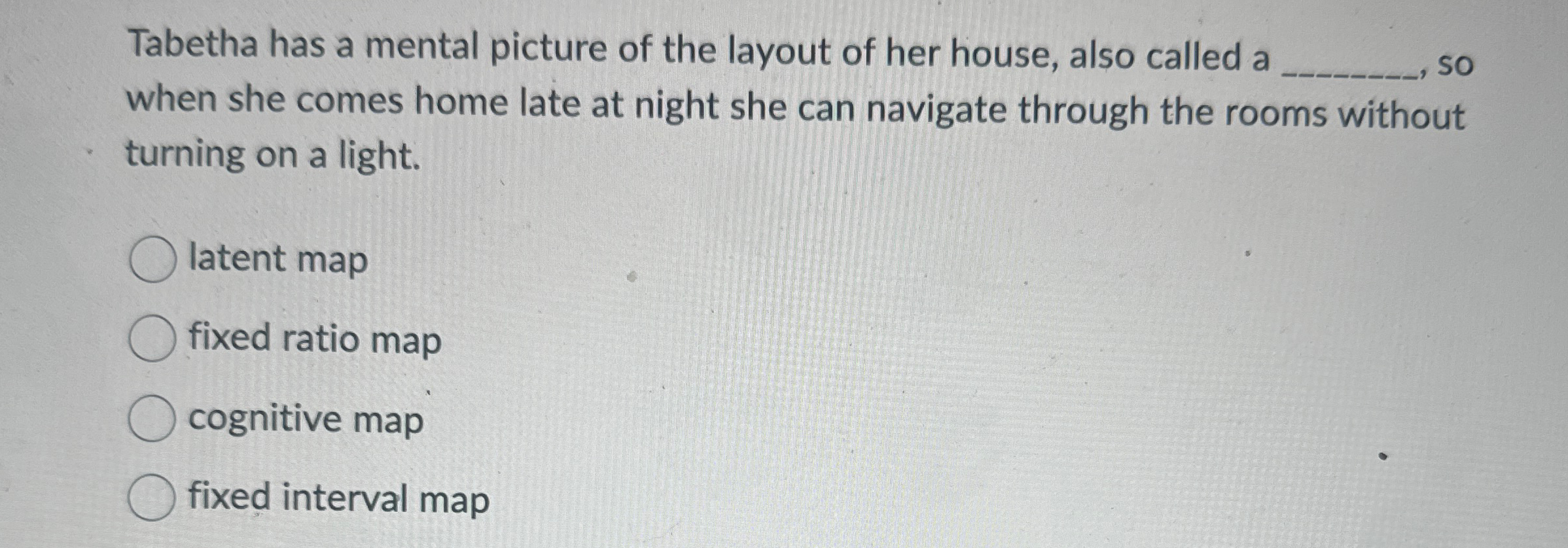 Solved Tabetha has a mental picture of the layout of her | Chegg.com