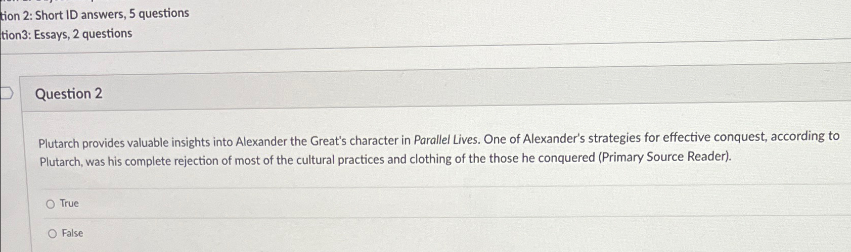 Solved tion 2: Short ID answers, 5 ﻿questionstion3: Essays, | Chegg.com