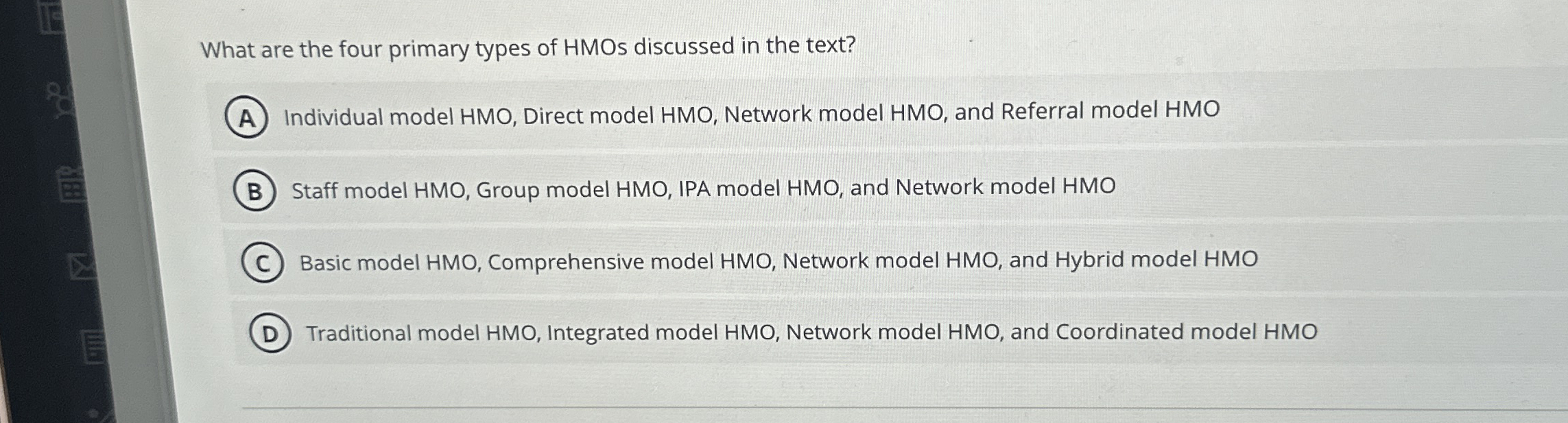 Solved What are the four primary types of HMOs discussed in | Chegg.com