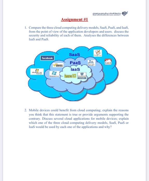 Solved 1. Compare the three cloud computing delivery models, | Chegg.com
