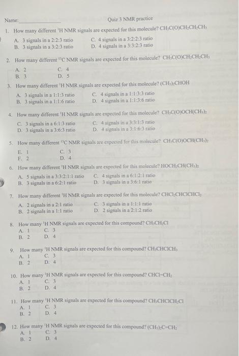 Solved 1. How many different ' 2NM R signals are expected | Chegg.com
